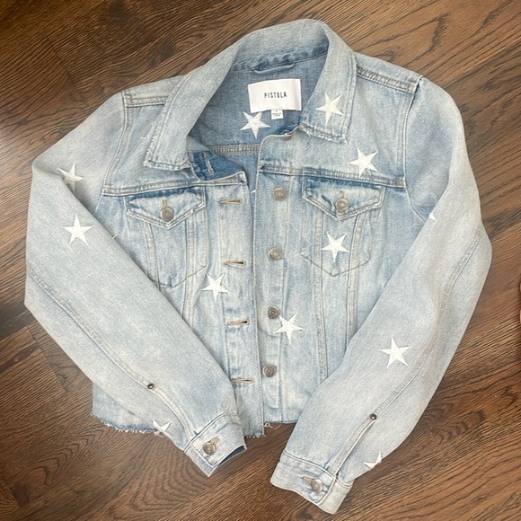 pistola | Jackets & Coats | Pistola Brando Star Embroidery Denim Jacket ...